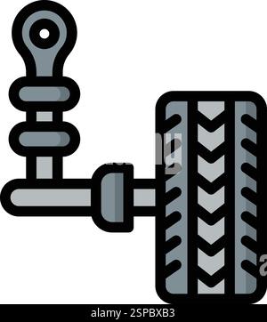 Car suspension icon flat vector. Wheel tire. Automobile part isolated ...