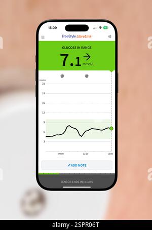 Freestyle LibreLink app on an iPhone 16. The Abbott Freestyle Libre 2 ...