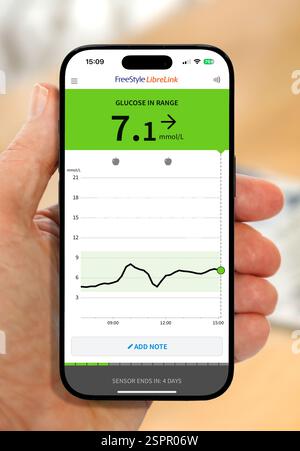 Freestyle LibreLink app on an iPhone 16. The Abbott Freestyle Libre 2 ...