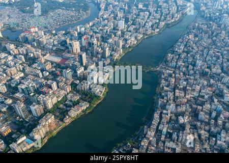 An aerial view of Dhaka’s Gulshan area, showcasing the contrast between ...