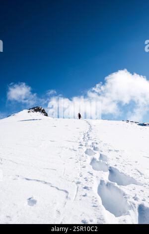snowy mountains in Albania. hiking trail. winter scenery. Albanian alps ...