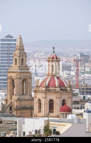 Sliema city urban landscape view, with roof and facade filling the ...