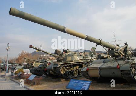 South Korean self propelled howitzer, a K9A2, fires a shell during ...