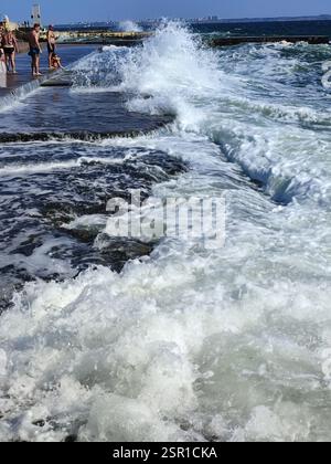 Big Wave Splash, a lot of splashes and water soared up. Small and huge ...