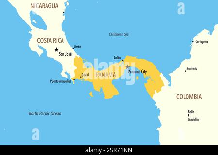 Panama political map with capital Panama City, national borders ...
