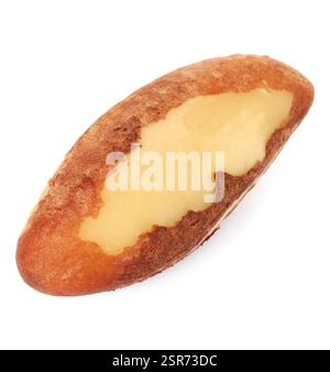 One whole raw brown brazil nut isolated on black glass Stock Photo - Alamy
