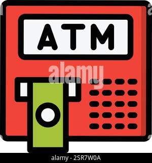 Atm icon vector, filled flat sign, solid pictogram isolated on white ...