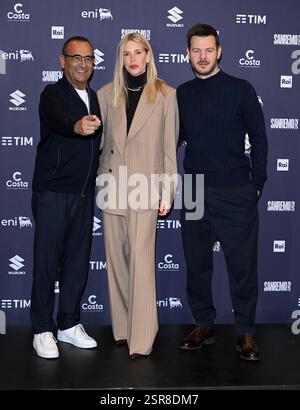 Alessia Marcuzzi, Carlo Conti, Alessandro Cattelan attend the press ...
