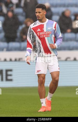 William Saliba of Arsenal in the pregame warmup session during the ...