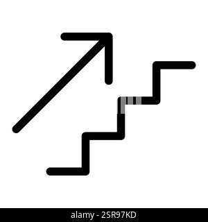 Stairs up arrow graph sign icon. Flat web walk step design vector ...