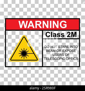 Laser radiation danger class 2M label icon, safety information symbol ...