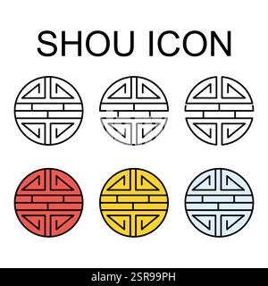 Traditional shou icon, spiritual isolated shu flat symbol, asian vector ...