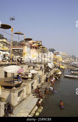Activities at Dasaswamedha ghat at river Ganga, Varanasi, Uttar Pradesh ...