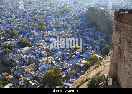 Blue houses around Pachetia hill, Jodhpur, Rajasthan, India, Asia Stock ...
