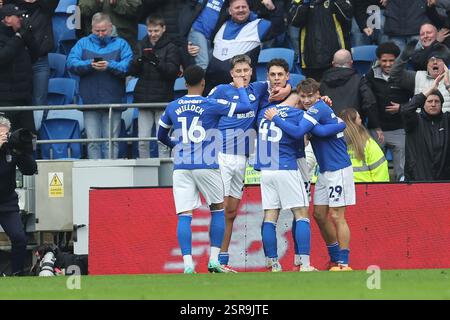 Yousef Salech of Cardiff City scores his teams first goal to make it 1 ...