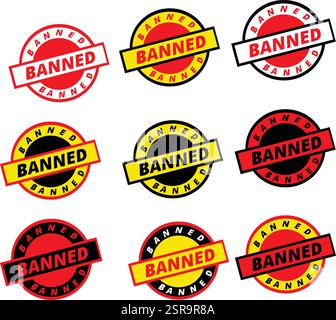 A Prohibited Content Label Set, Vector Stamps for Restricted Material ...