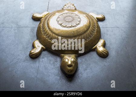 brass tortoise in Digamber Jain Temple, Kagwad, karnataka, India, Asia ...