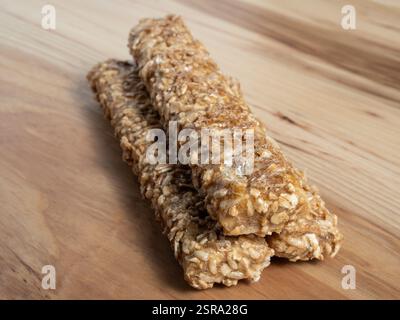 Dog treat sticks. Chewy sticks for dog on wooden table. Top view Stock ...