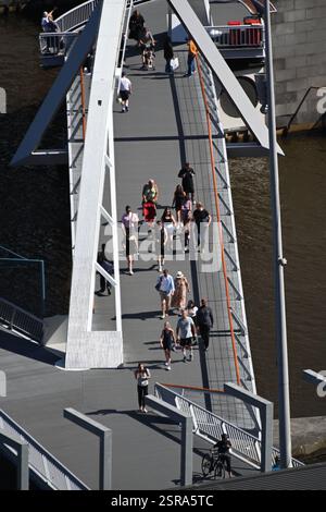 aerial view of Seafarers Bridge over the Yarra River Melbourne CBD ...