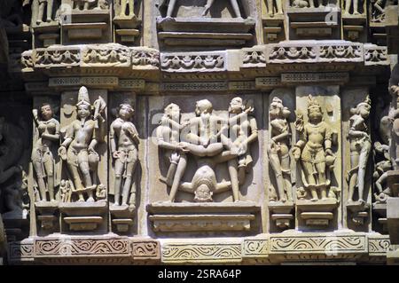 Khajuraho mithuna couples on wall of lakshmana temple madhya pradesh ...