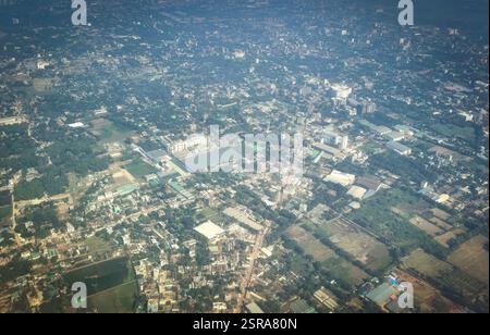 Aerial view of rural Bangladesh. Top view of Dhaka, Bangladesh. Bird's ...