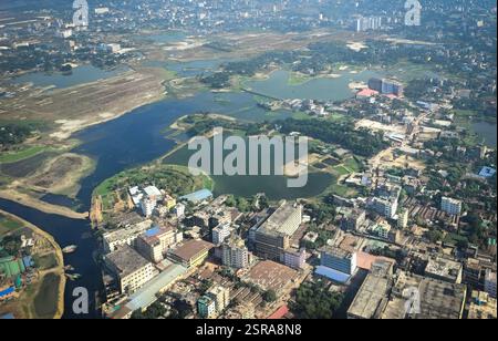 Aerial view of rural Bangladesh. Top view of Dhaka, Bangladesh. Bird's ...