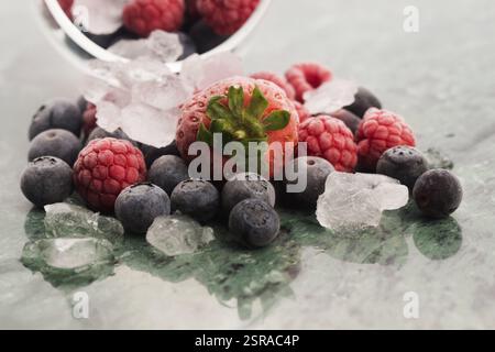 Closeup shot of frozen raspberries, blackberries and strawberries Stock ...