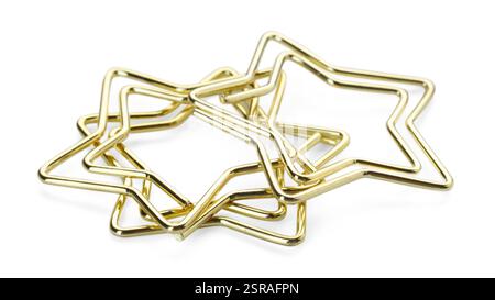 Star shaped paper clips isolated on white, top view Stock Photo - Alamy