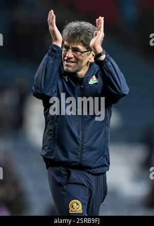 Blackburn Rovers caretaker manager David Lowe applauds the fans at full ...