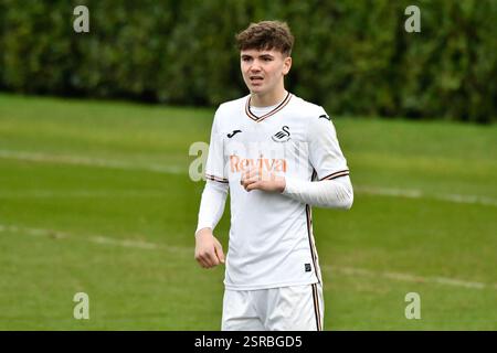 Landore, Swansea, Wales. 15 February 2025. George Chenery of Ipswich ...