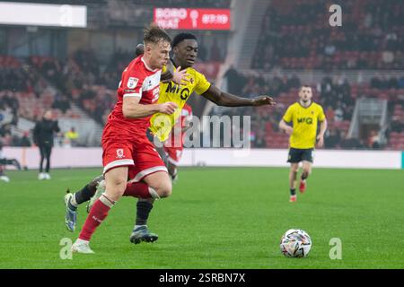 Middlesbrough's Tommy Conway drives forward during the Sky Bet ...