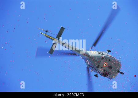 Helicopter showering rose petals, Rajkot, Gujarat, India, Asia Stock ...