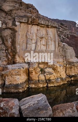 Ancient persian relief in Taq-e Bostan in Kermanshah city, Iran Stock ...