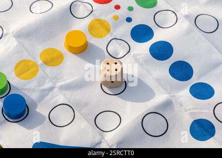 Colorful puzzle mat on wooden background Stock Photo - Alamy