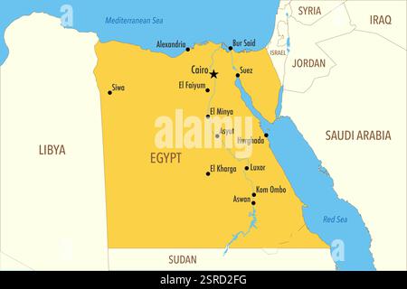 Map of Libya with Major Cities and Neighboring Countries Stock Photo ...
