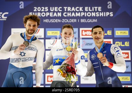 HEUSDEN-ZOLDER - (l-r) Mikhail Yakovlev (second), Harrie Lavreysen ...