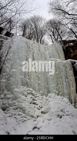View of Lower Dundee Falls Frozen in Winter, Dundee, Ohio Stock Photo ...