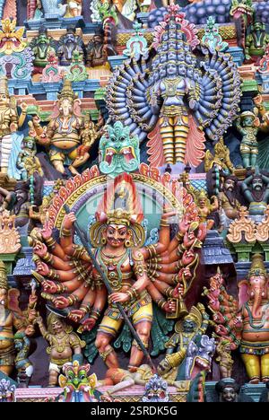 Virabhadra or veerabhadra and sadashivamurthy stucco figures on gopuram ...