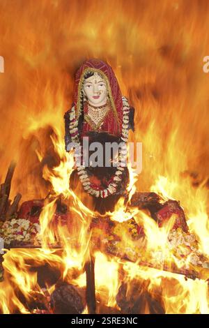 Holika and prahlad in holika dahan, Jodhpur, Rajasthan, India, Asia ...