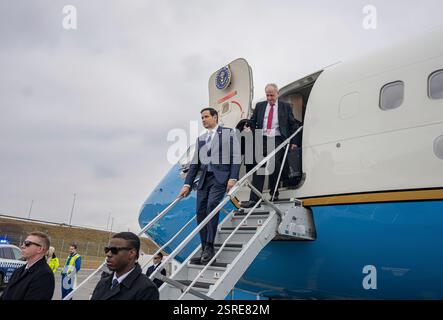 Secretary Marco Rubio arrives at Munich International Airport in Munich ...