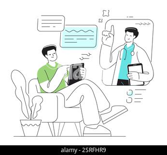 online doctor, patient meeting a physician online using a laptop ...