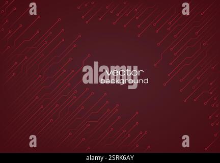 Abstract technological dark red background with elements of the ...