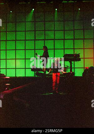 Canadian rock band Saga in concert at Hammersmith Odeon. Keyboardist ...