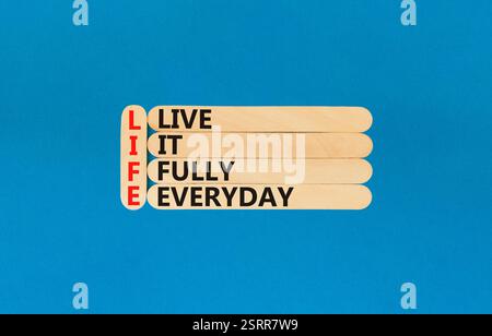 LIFE live it fully everyday symbol. Concept word LIFE Live It Fully ...