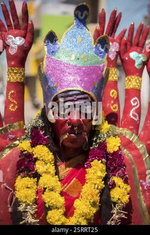 Woman dress as Hindu Goddess Kali, Tamil Nadu, India, Asia Stock Photo ...