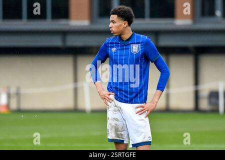 Landore, Swansea, Wales. 15 February 2025. George Chenery of Ipswich ...
