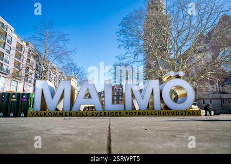 Malmoe, Sweden. 16th Feb, 2025. Football fans of Malmoe FF seen on the ...