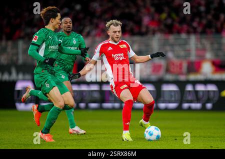 February 15 2025: Benedict Hollerbach of 1.FC Union Berlin controls the ...