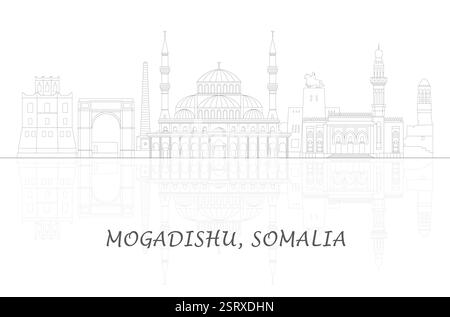 Outline Skyline panorama of city of Mogadishu, Somalia - vector ...