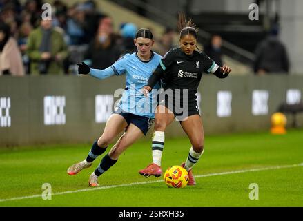 Manchester City's Lily Murphy (right) challenges Chelsea's Johanna ...